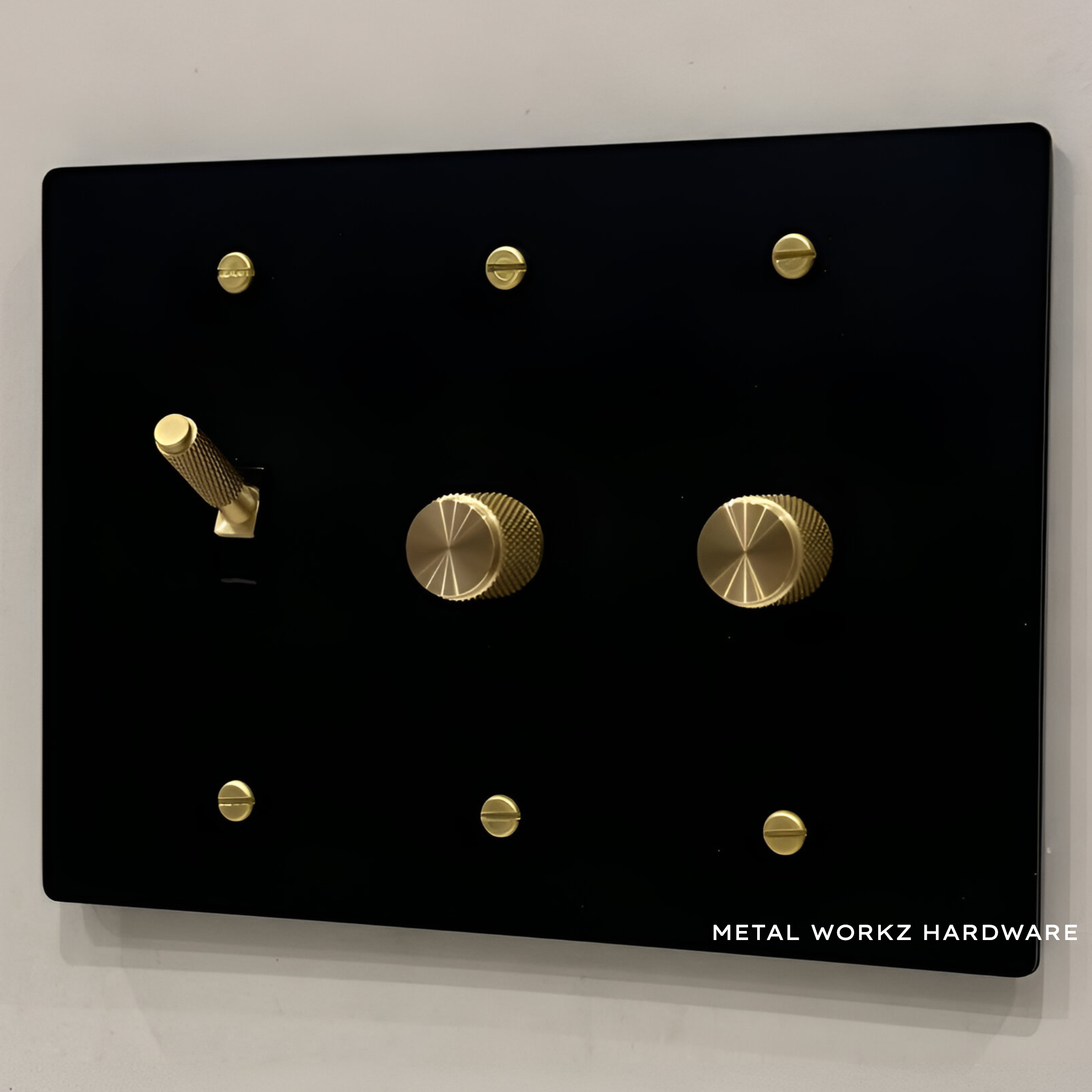 Brass Modern Rotary Dimmer Switch + Toggle Light Switch (3-Gang) Matte ...